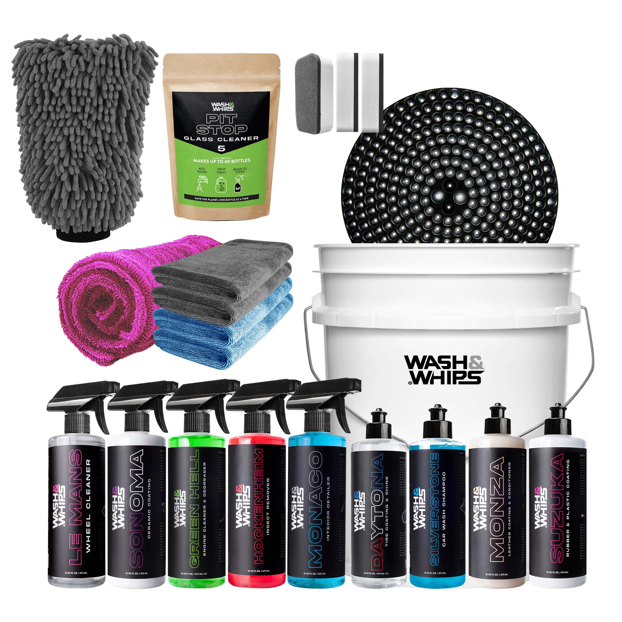 WASH&WHIPS Quick Detailing Pro Kit for Auto Detailing - 16-Piece Compl ...